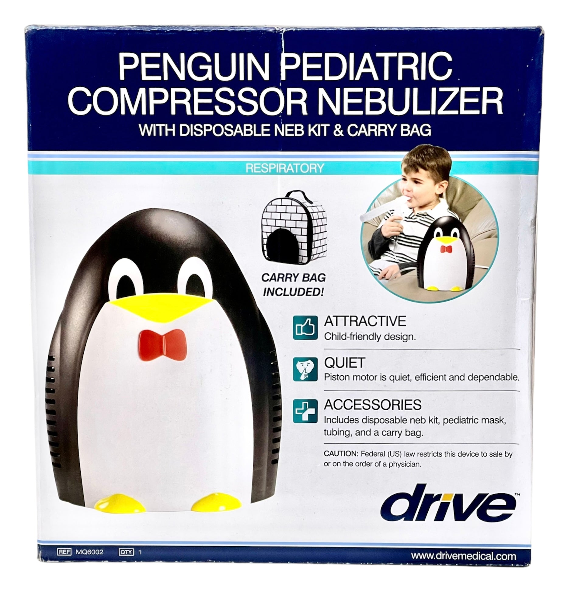 Penguin Pediatric Compressor Nebulizer | With Disposable Neb Kit & Car ...